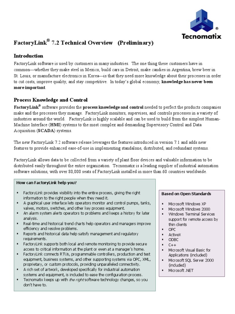 FactoryLink 7 2 Technical Overview Rev2 | PDF | Client–Server Model ...