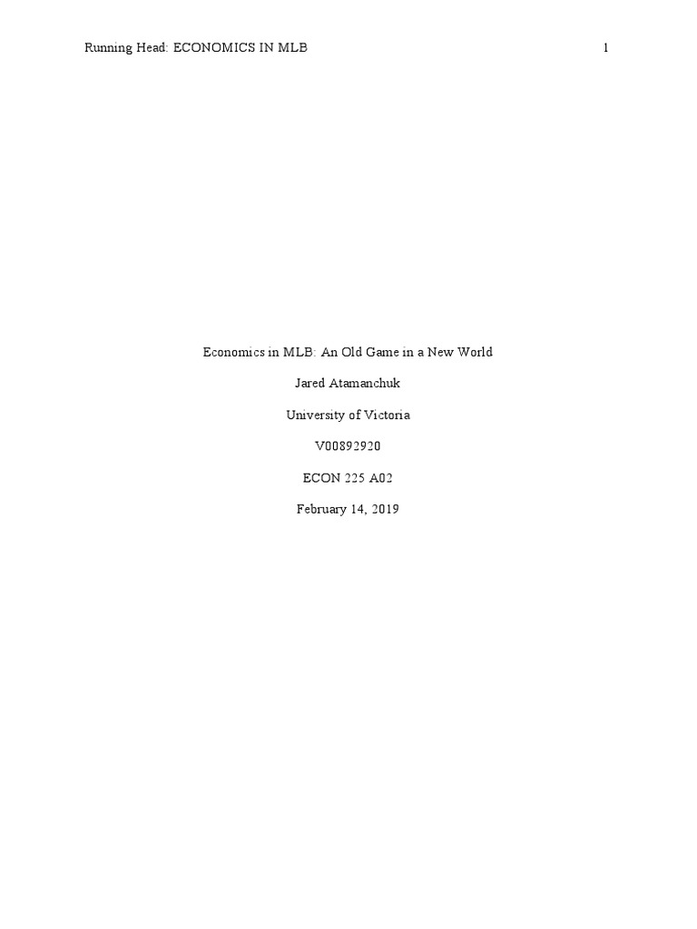 Evolving Economics in Major League Baseball | PDF | Major League ...