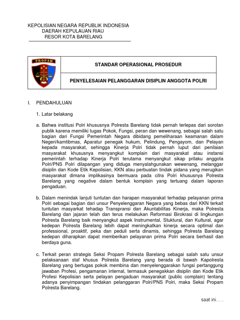 SOP Penanganan Pelanggaran Disiplin Polri | PDF | Ilmu Sosial