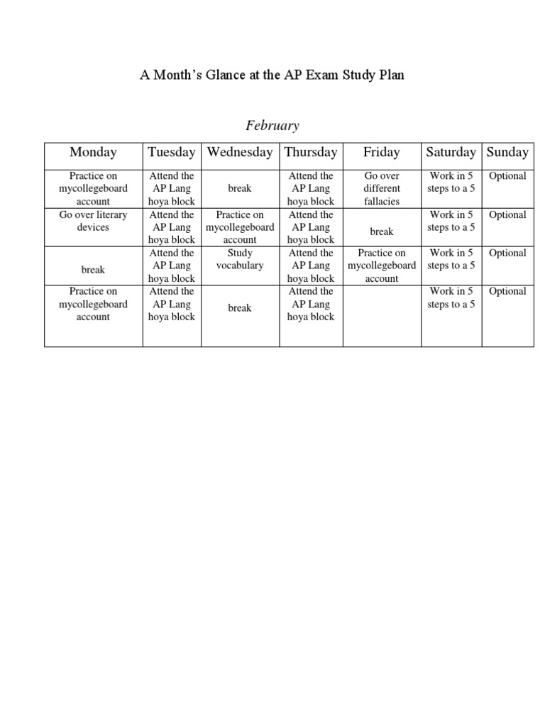 AP Lang Exam Study Plan Overview | PDF | Language Arts & Discipline