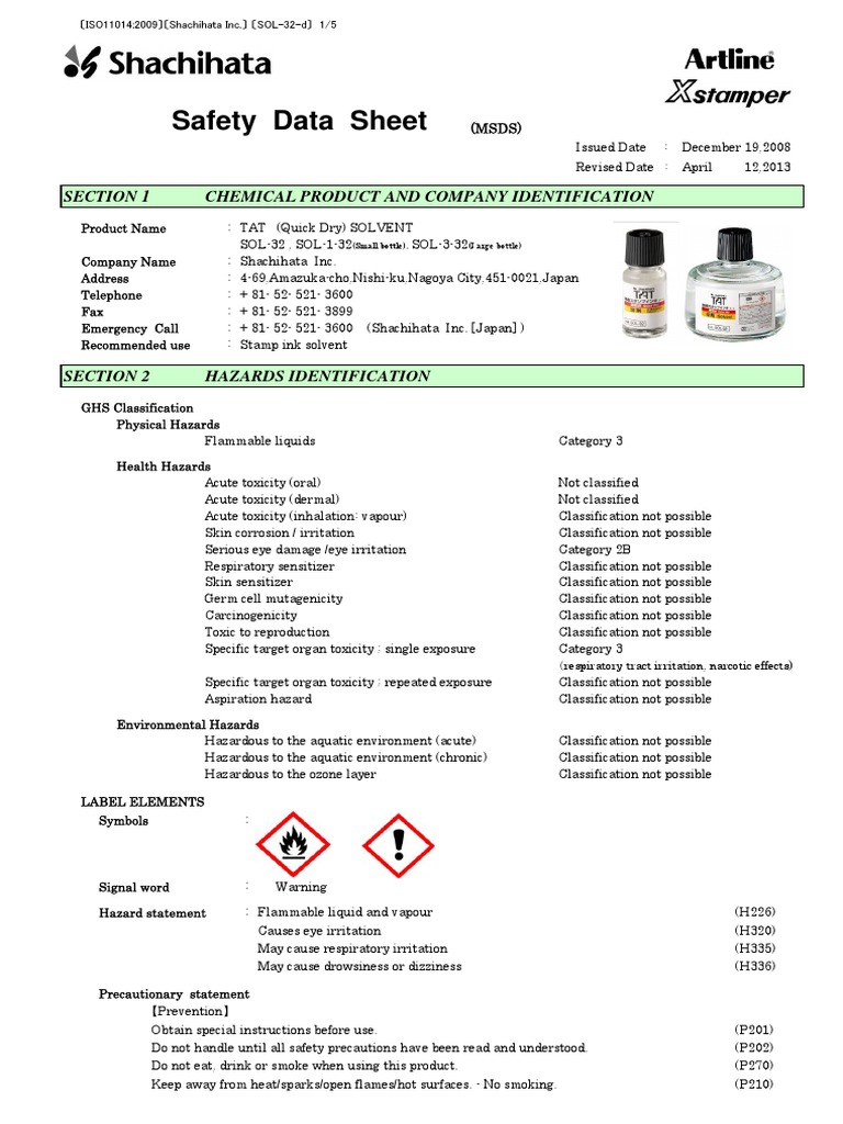 TAT Solvent 3-32 Sachihata (Transparan) | PDF | Toxicity | Firefighting