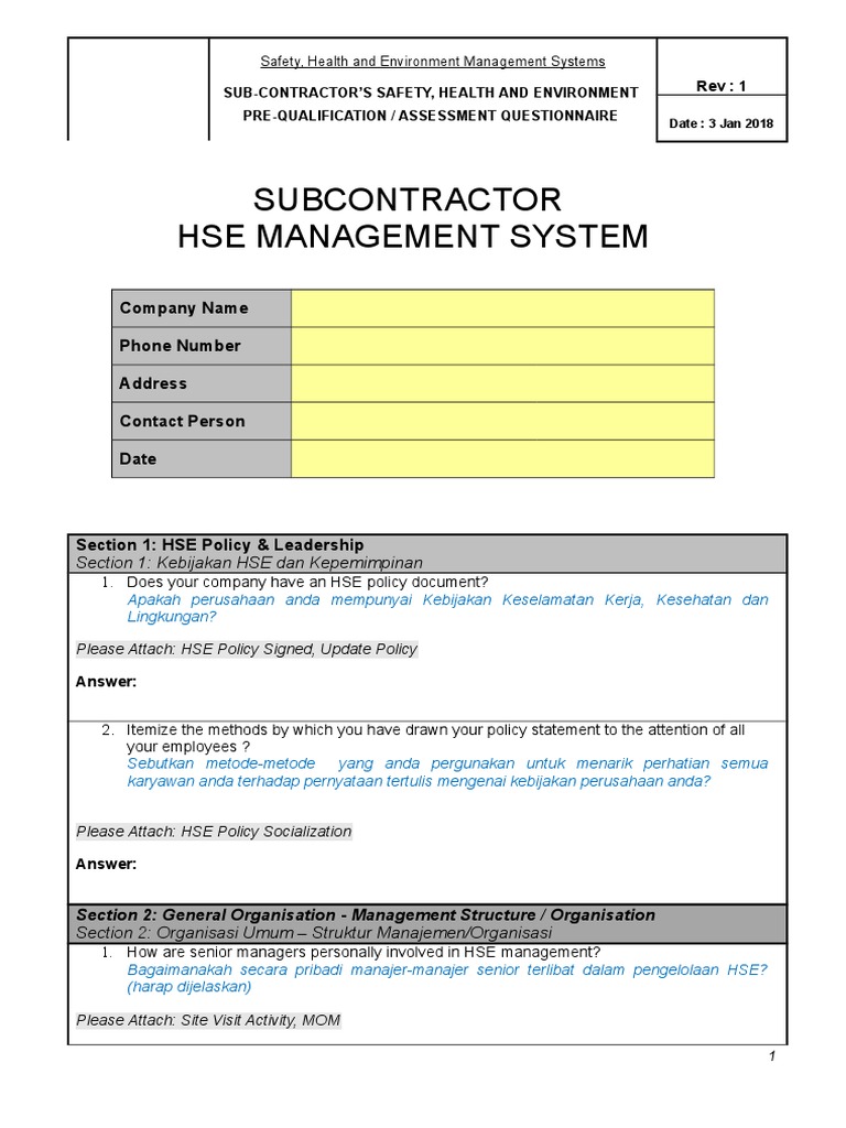 CSMS Questionnaire | PDF | Personal Protective Equipment | Safety