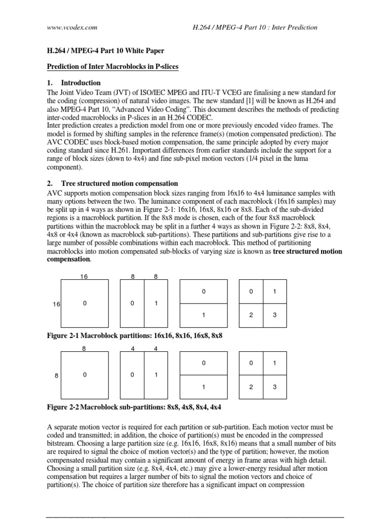 H.264 / MPEG-4 Part 10: Inter Prediction | PDF | H.264/Mpeg 4 Avc ...