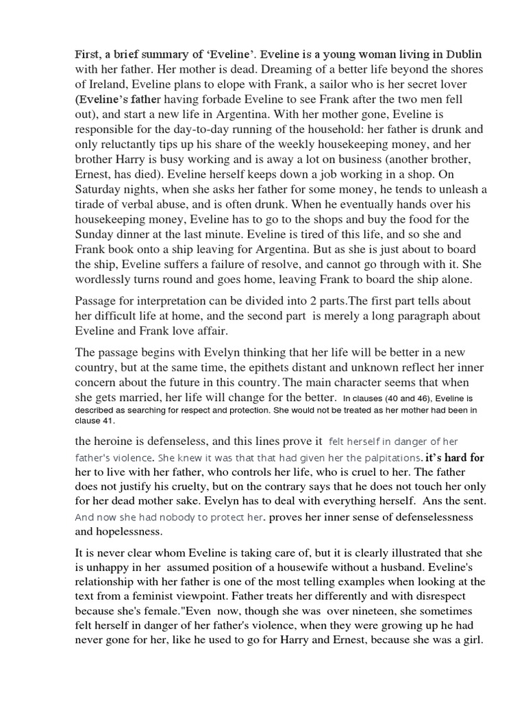 Eveline, Analysis | PDF | Word | Verb