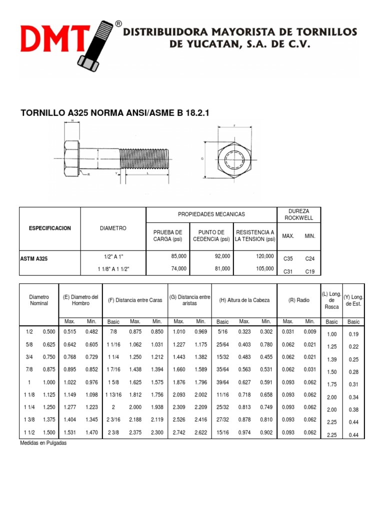 Ficha Tecnica Tornillo A-325 | PDF