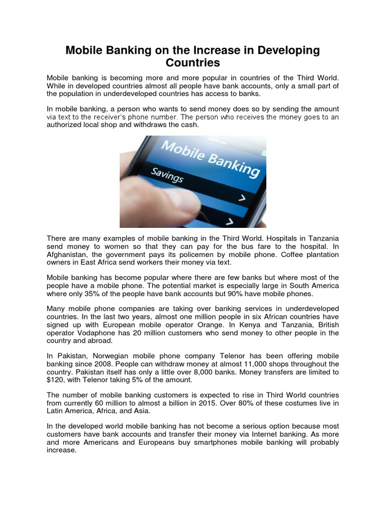 Mobile Banking On The Increase in Developing Countries | PDF | Mobile ...