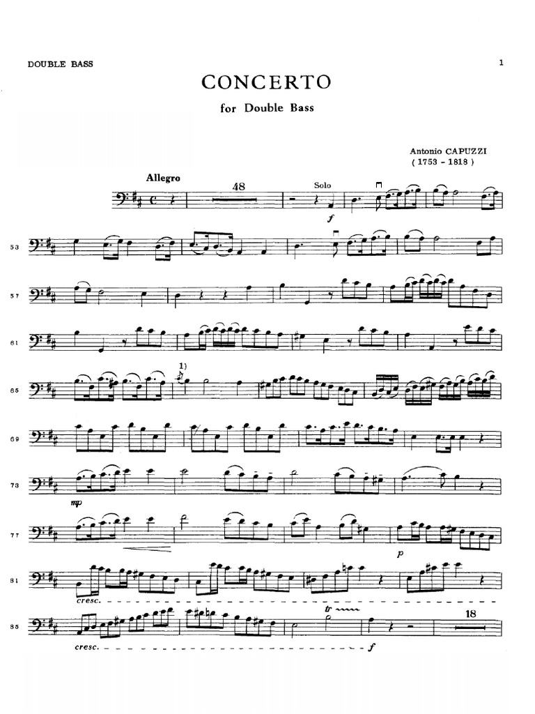 Double Bass Concerto D Major - A. Capuzzi | PDF