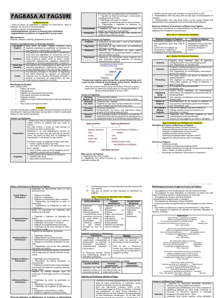 Pagbasa LT 1 Midterm | PDF