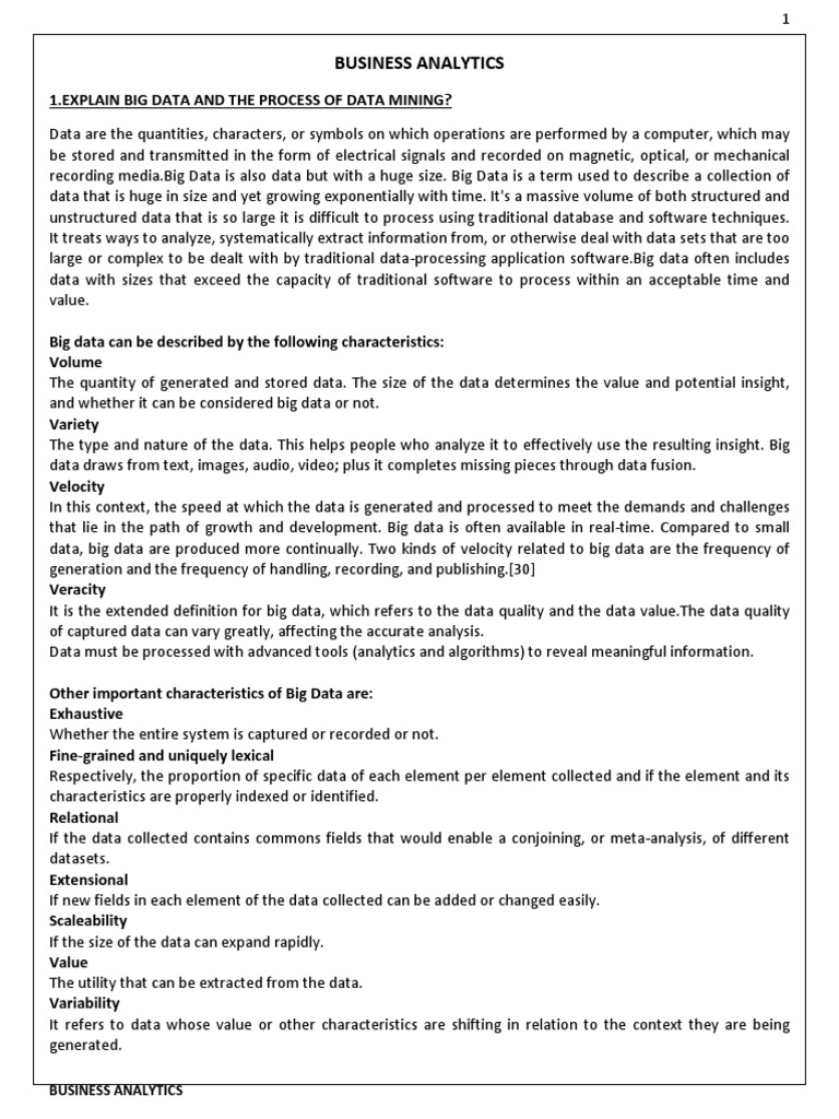 Business Analytics | PDF | Analytics | Big Data