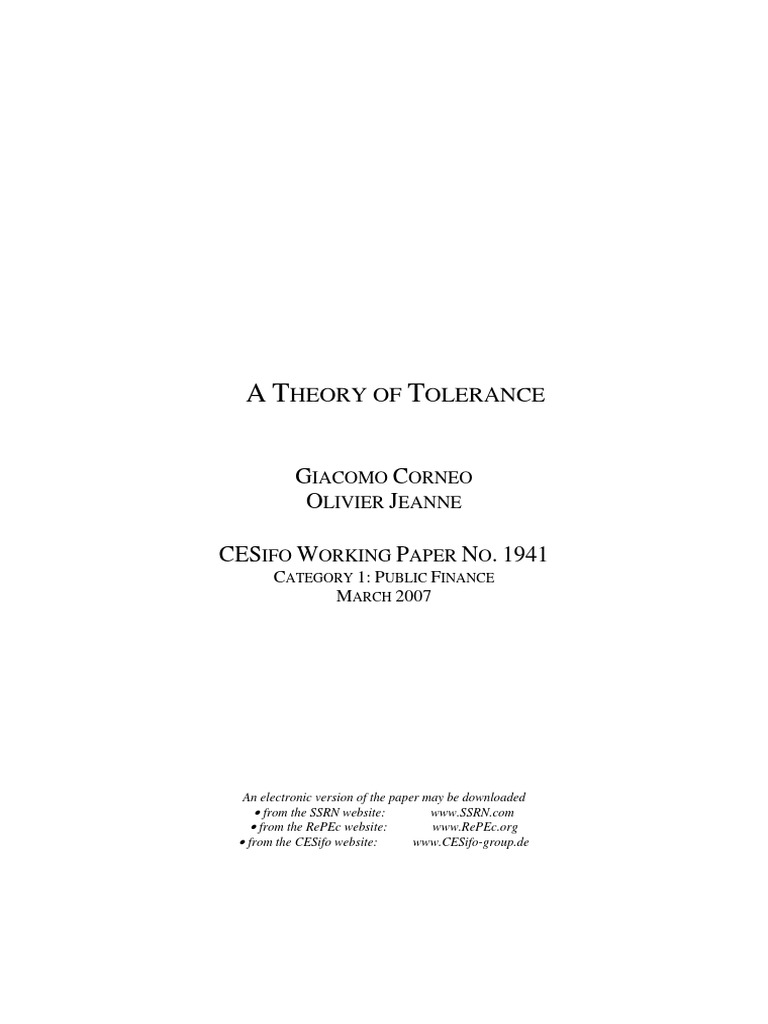 Theory of Tolerance | PDF | Utility | Value (Ethics)