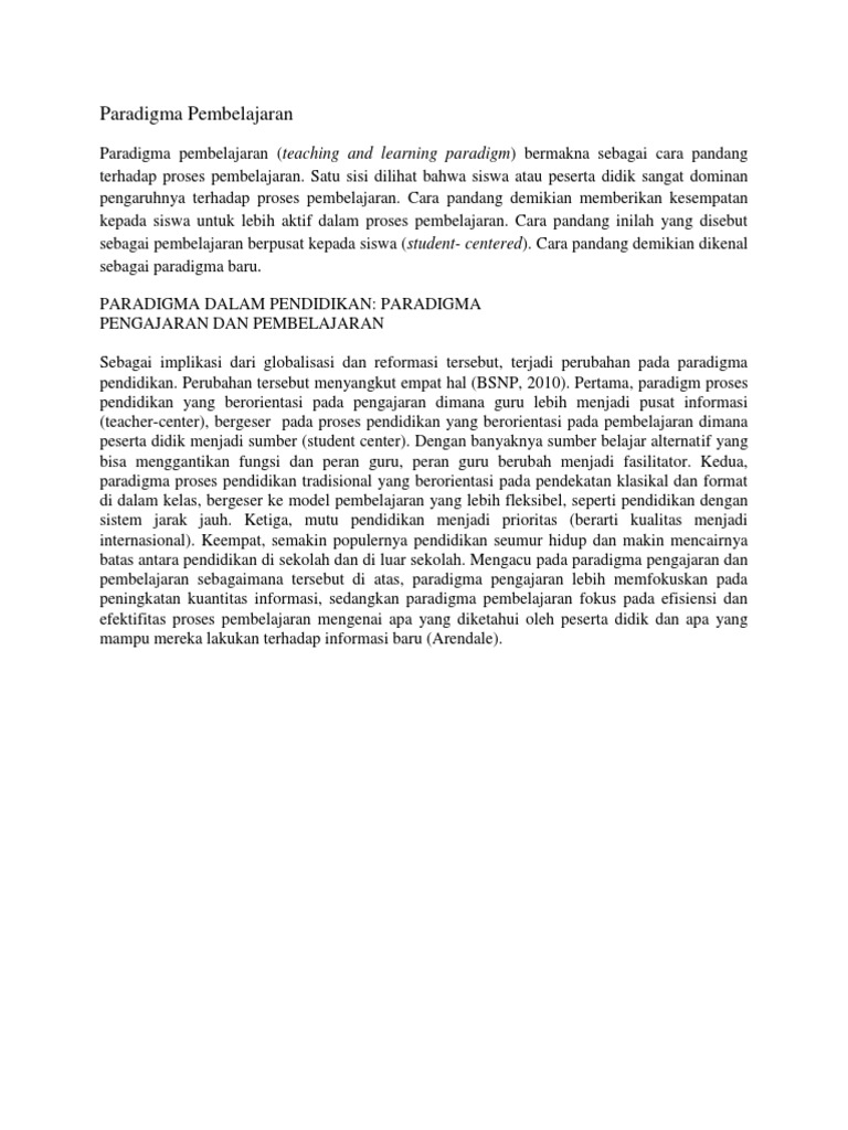 Paradigma Pembelajaran | PDF