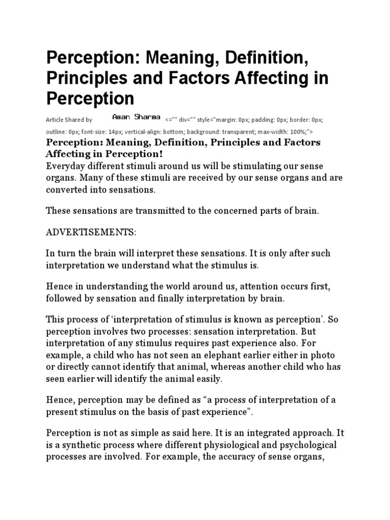 Perception | PDF | Perception | Hallucination