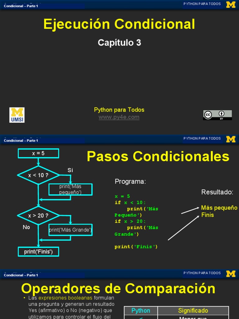 Python: Condicionales y Comparación | PDF | Python (lenguaje de programación) | Desarrollo de ...