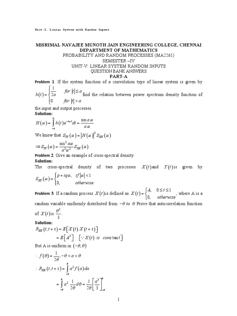 5 Linear System Random Inputs.9402212 | Download Free PDF | Stationary ...