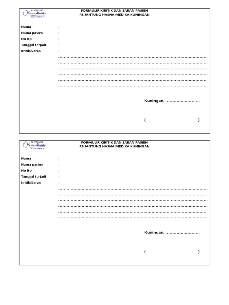 Form Kritik Dan Saran | PDF