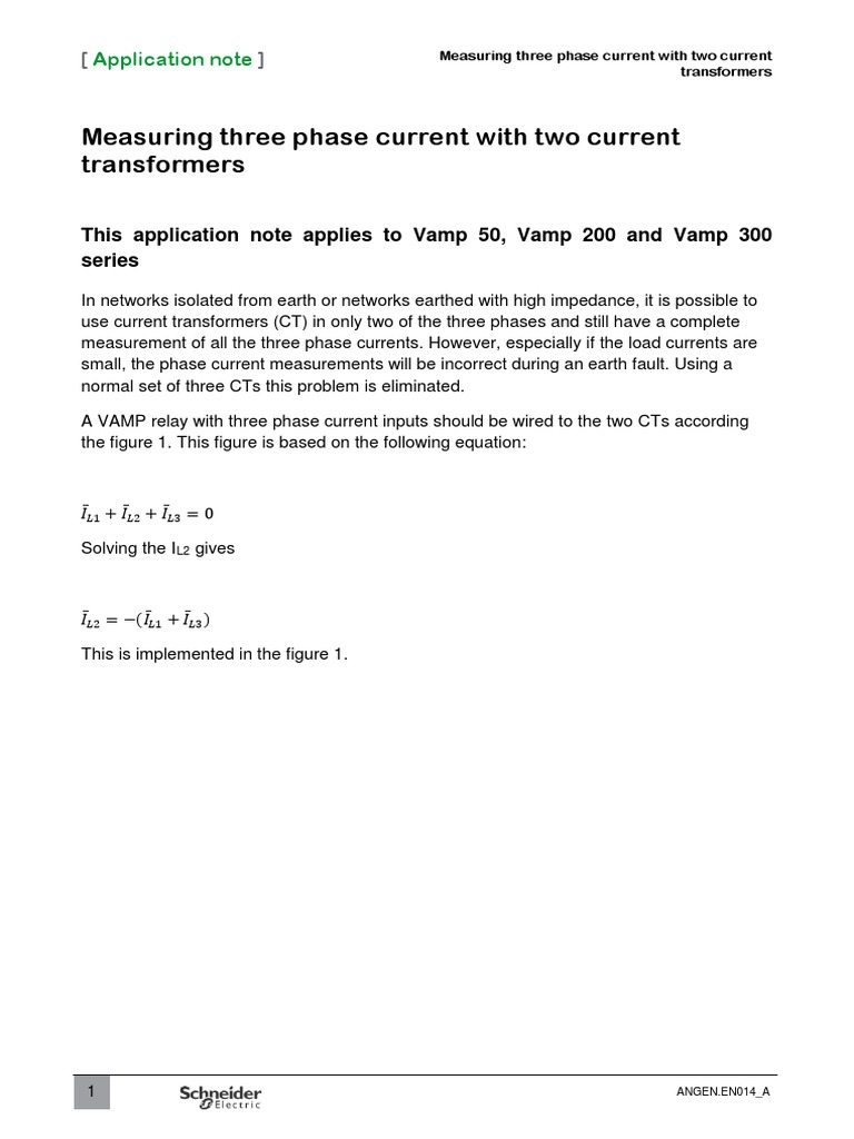Measuring 3 Phase Current With 2 Current Transformers | PDF