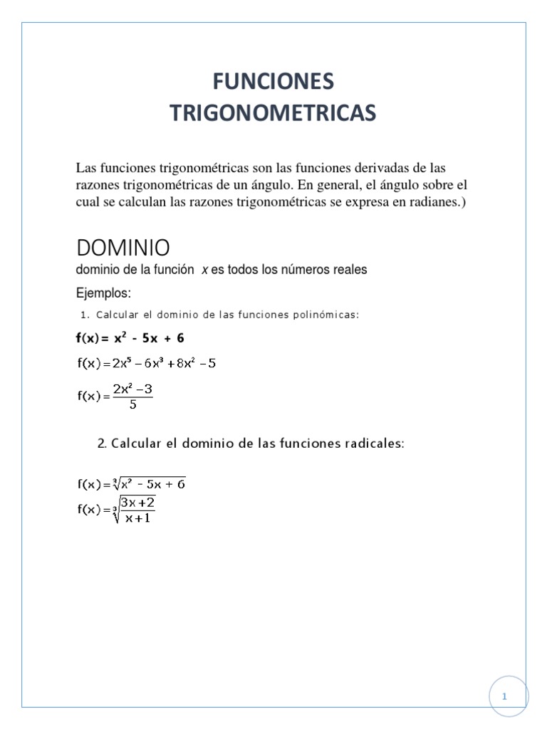 Funciones Trigonometricas | Descargar gratis PDF | Funciones trigonométricas | Función (Matemáticas)