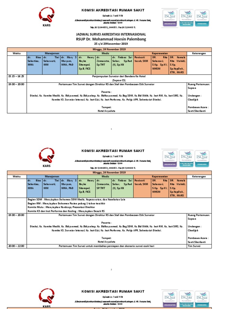 Draft Jadwal Survei Kars | PDF