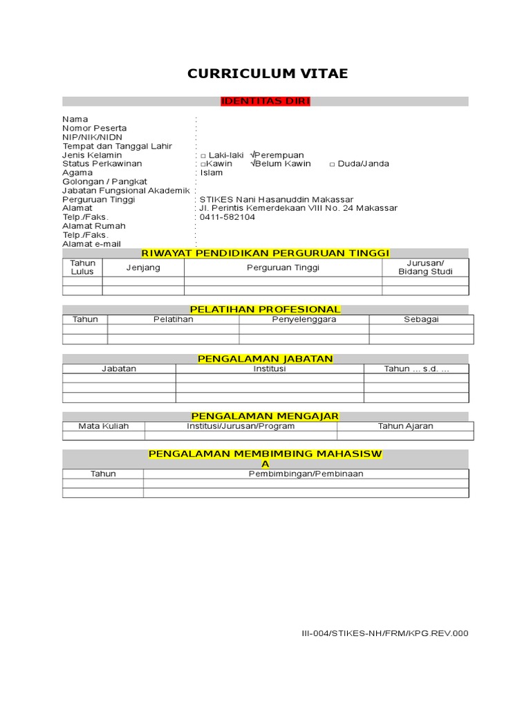 Format CV Dosen Terbaru | PDF