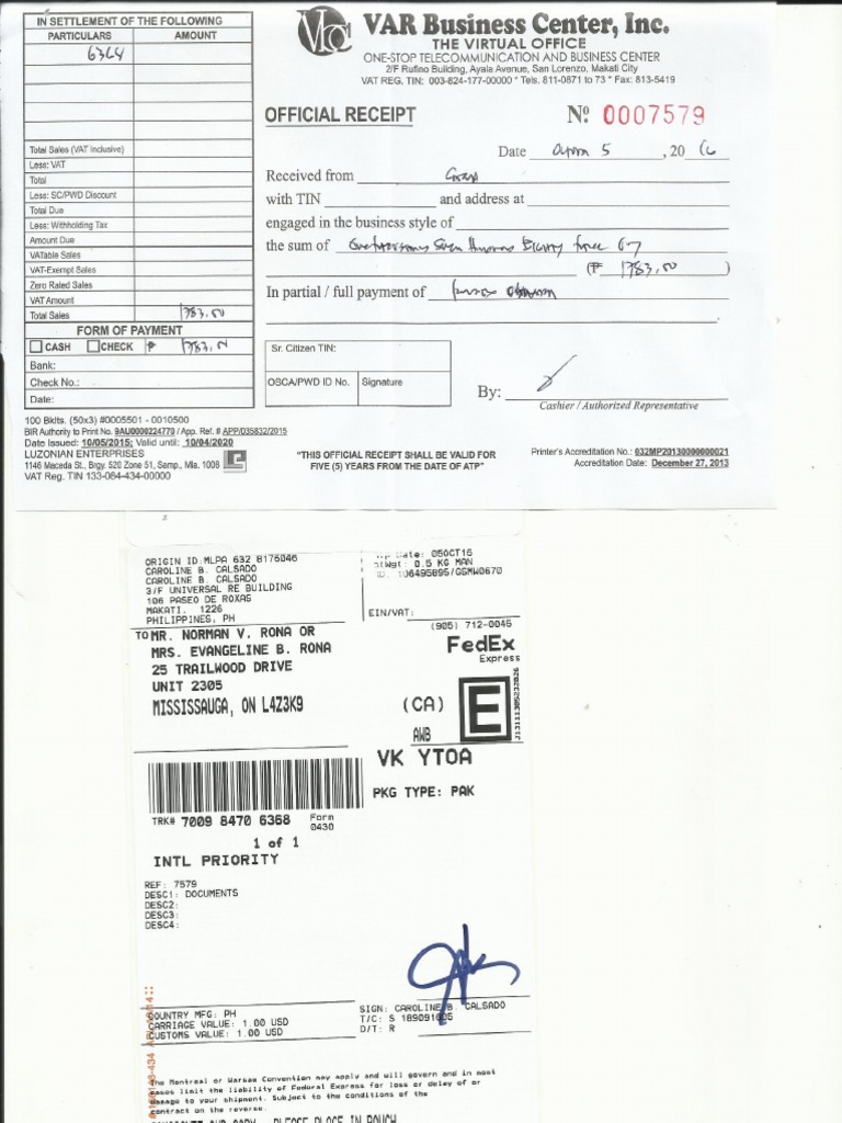 FedEx Receipt PDF | PDF