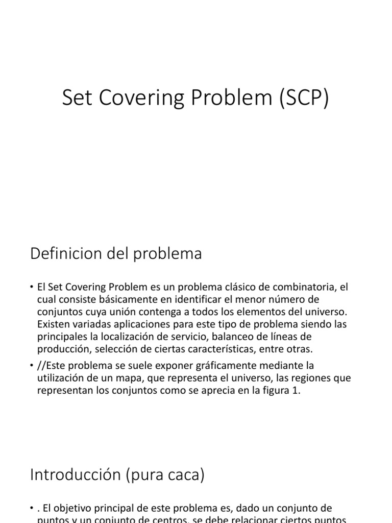 Set Covering Problem (SCP) | PDF | Métodos y materiales de enseñanza