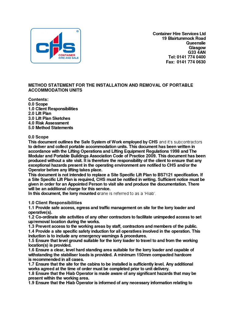 Container Installation-Method-Statement | PDF | Truck | Personal ...