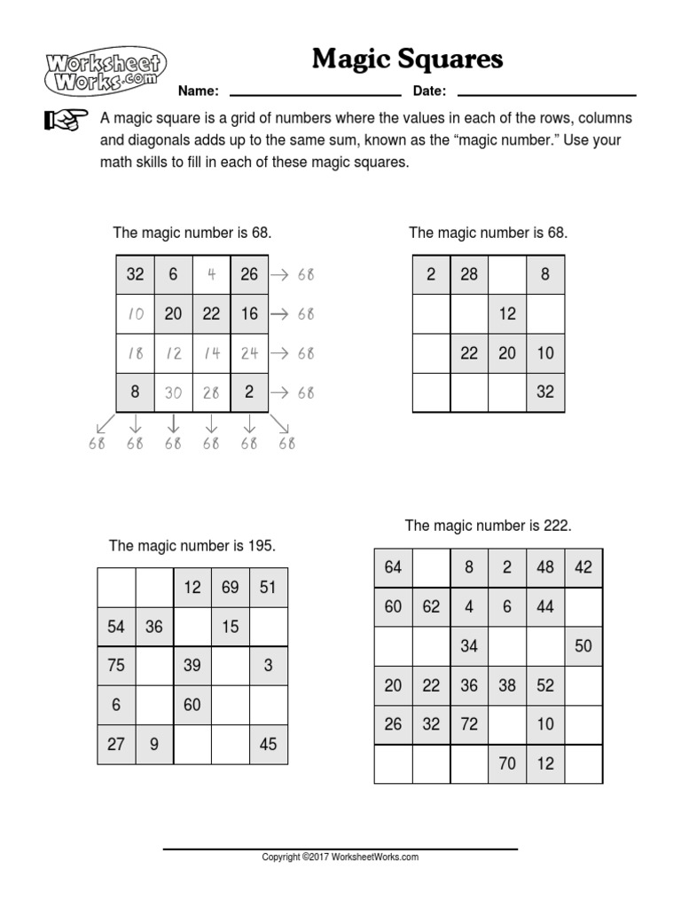 WorksheetWorks Magic Squares 1 PDF | PDF | Popular Scholarship ...