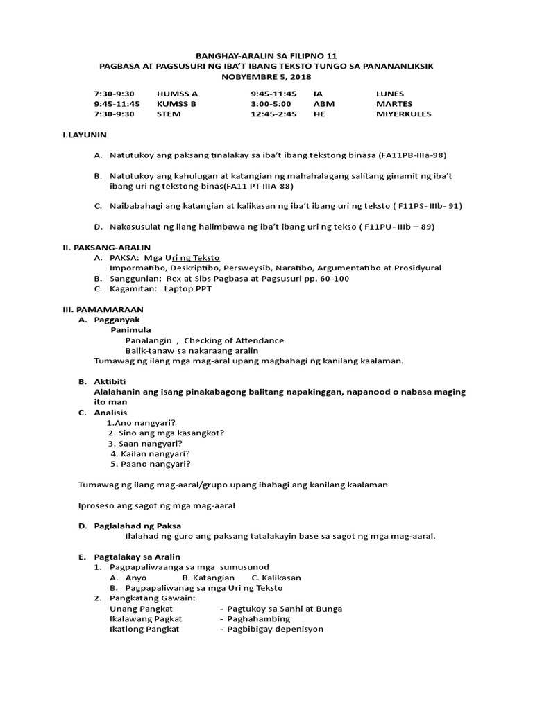 DLP Pagbasa at Pagsusuri | PDF