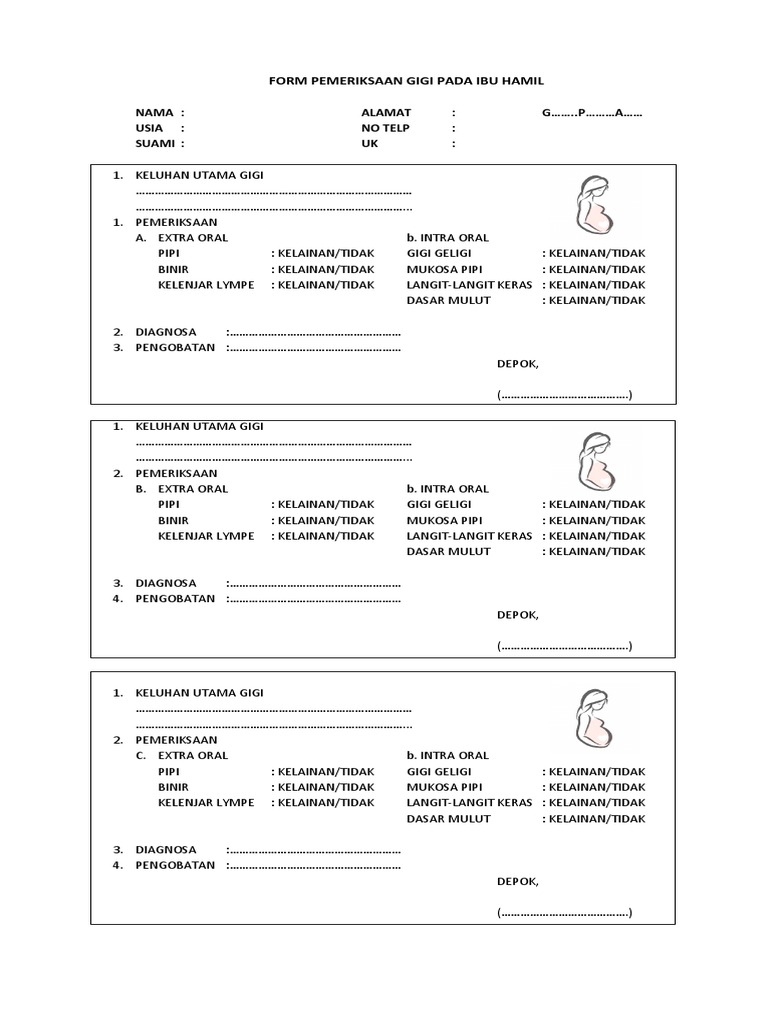 Form Pemeriksaan Gigi Pada Ibu Hamil | PDF