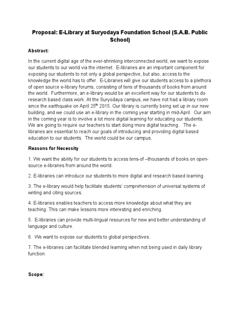 Proposal For E Library 7 | PDF | Desktop Computer | Printer (Computing)