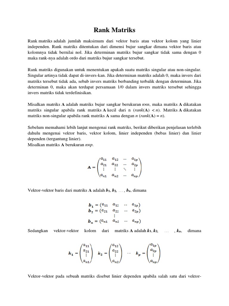 Rank Matriks | PDF