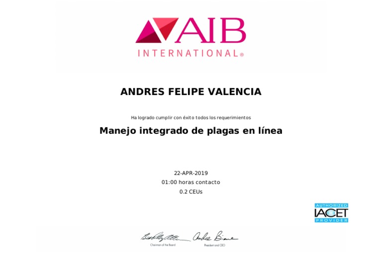 Certificado AIB | PDF