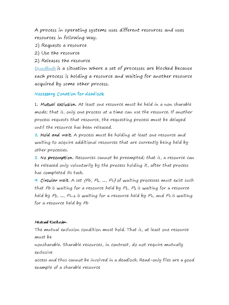 Dead Lock | PDF | Process (Computing) | Concurrency (Computer Science)
