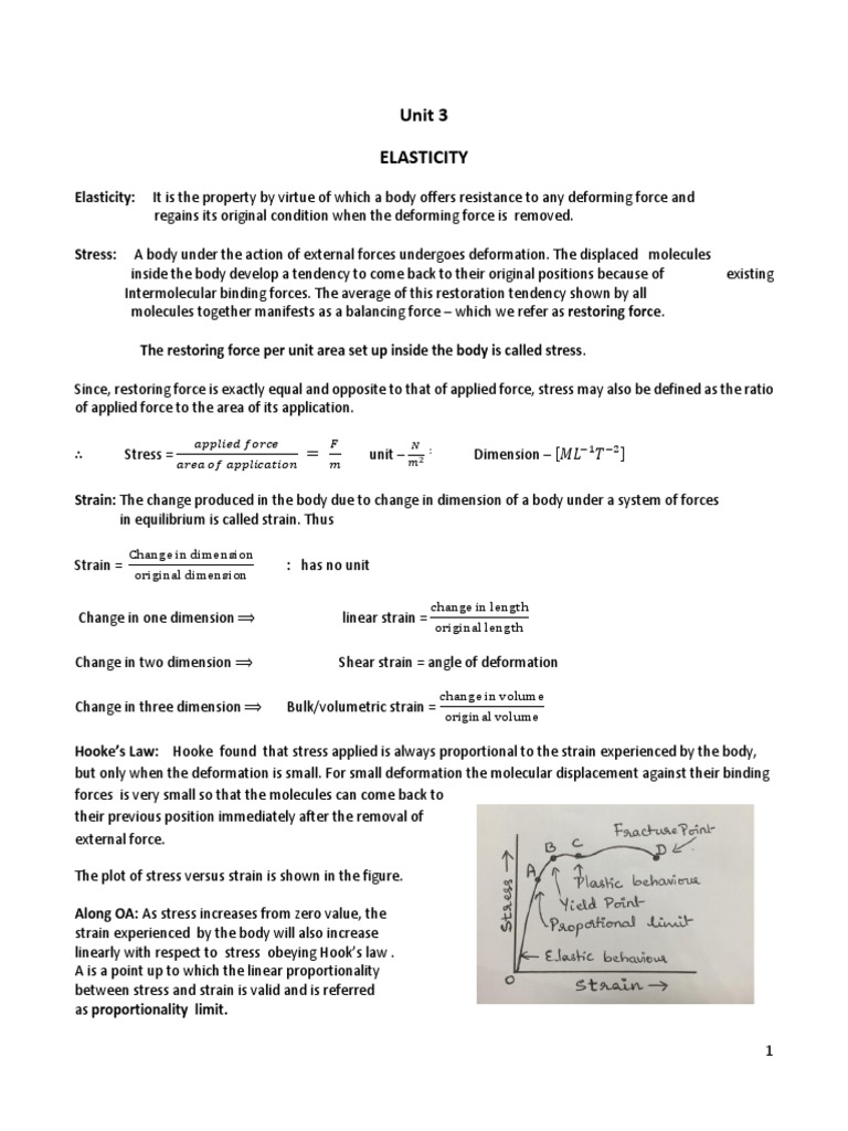 Module 3 - Elasticity PDF | PDF | Elasticity (Physics) | Deformation (Mechanics)