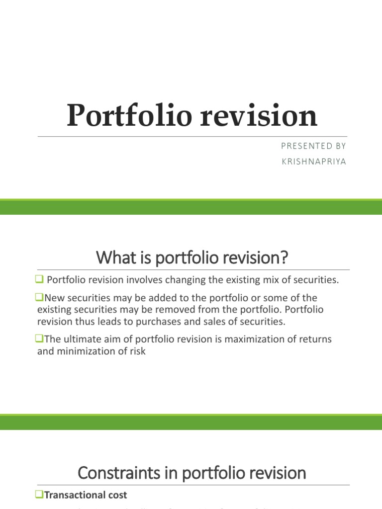 Portfolio Revision-1 | PDF | Portfolio (Finance) | Securities (Finance)