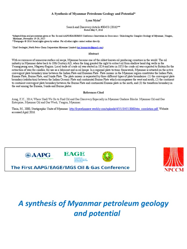 A Synthesis of Myanmar Petroleum Geology PDF | PDF | Plate Tectonics ...