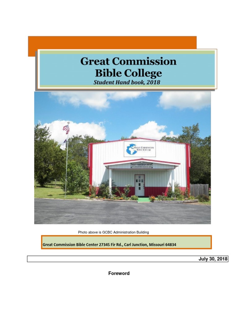 2018 GCBC Student Handbook PDF | PDF | Academic Dishonesty | Thesis