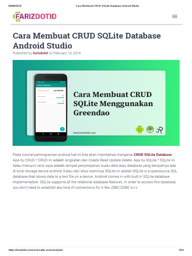 Cara Membuat CRUD SQLite Database Android Studio | PDF