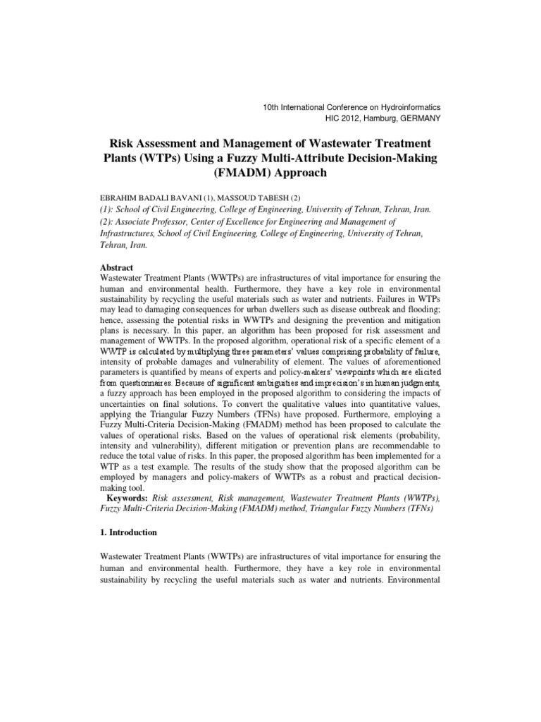 Risk Management and Assessment of Wastew PDF | PDF | Sewage Treatment ...
