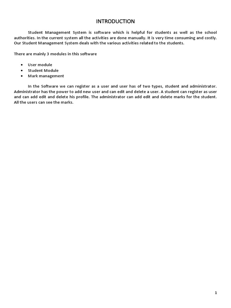 Student Management System Project Report PDF | PDF | Input/Output ...