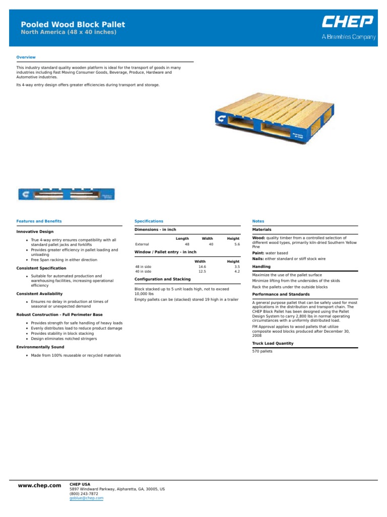 Pooled Wood Block Pallet North America 48 X 40 Inches PDF | PDF ...