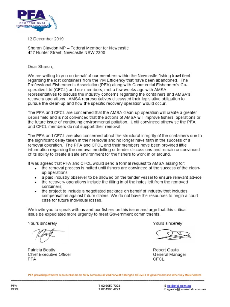 PFA Letter | Download Free PDF | Natural Environment | Government