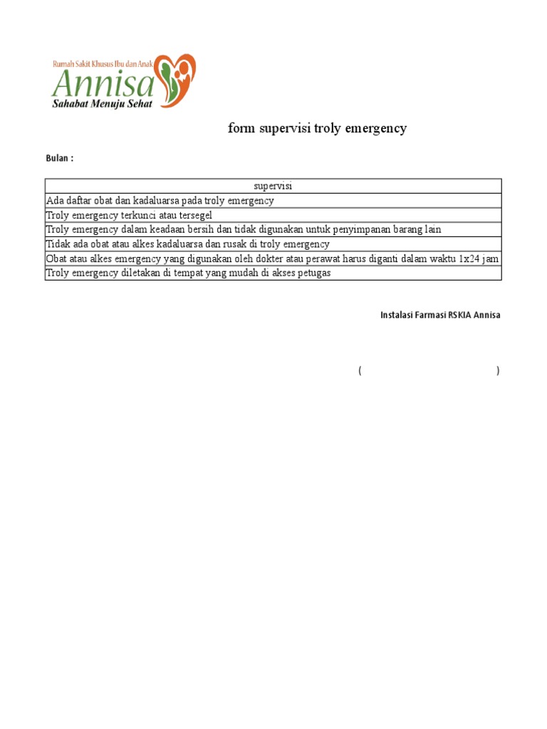 Form Supervisi Obat Emergency | PDF
