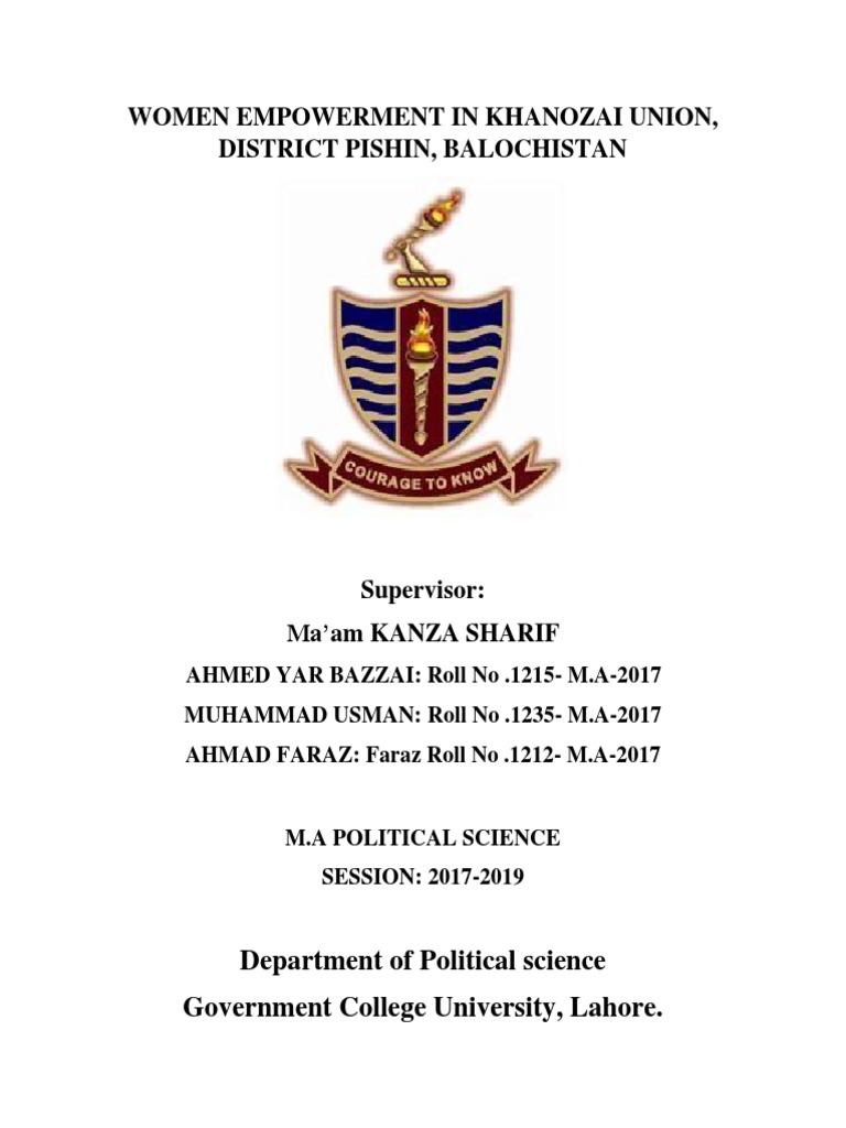 Women Empowerment in Khanozai Union | PDF | Thesis | Politics Of Pakistan