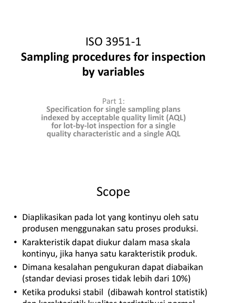 Rencana Sampling ISO 3951-1 | PDF | Metode & Bahan Ajar | Sains ...