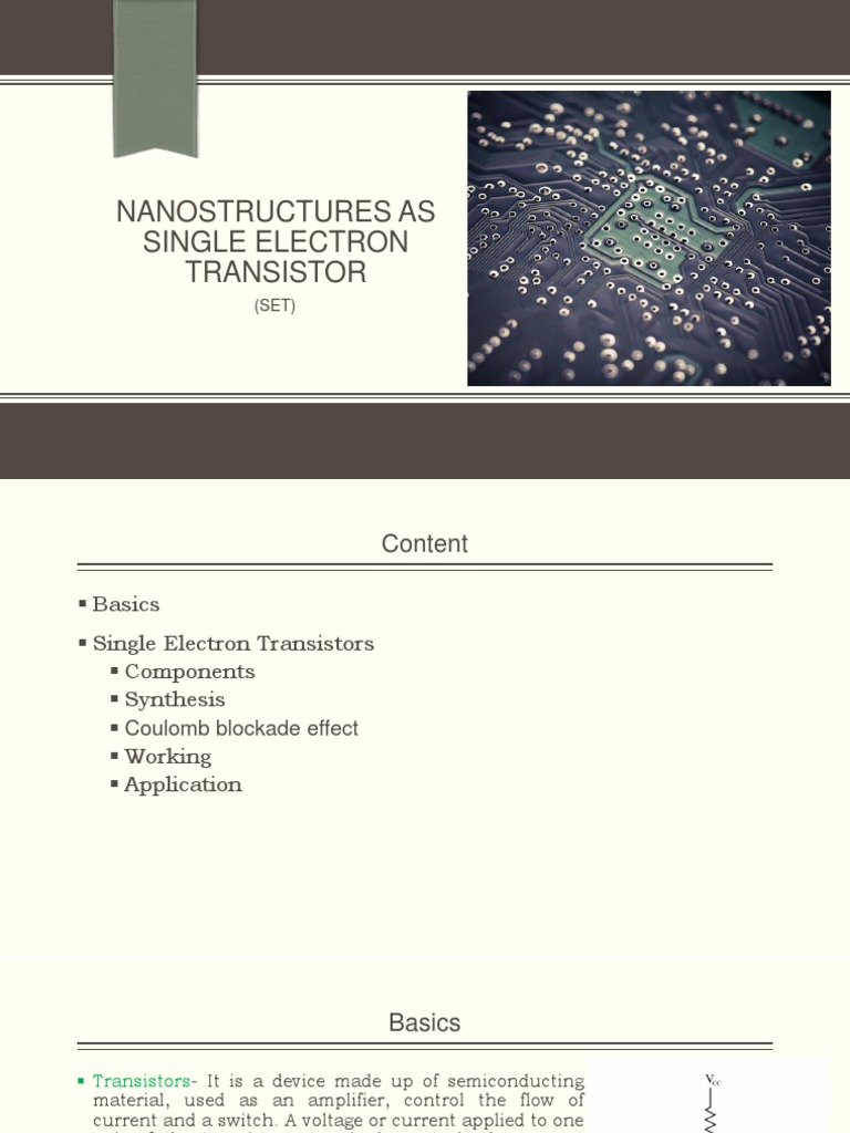 Single Electron Transistor Guide | PDF | Field Effect Transistor ...
