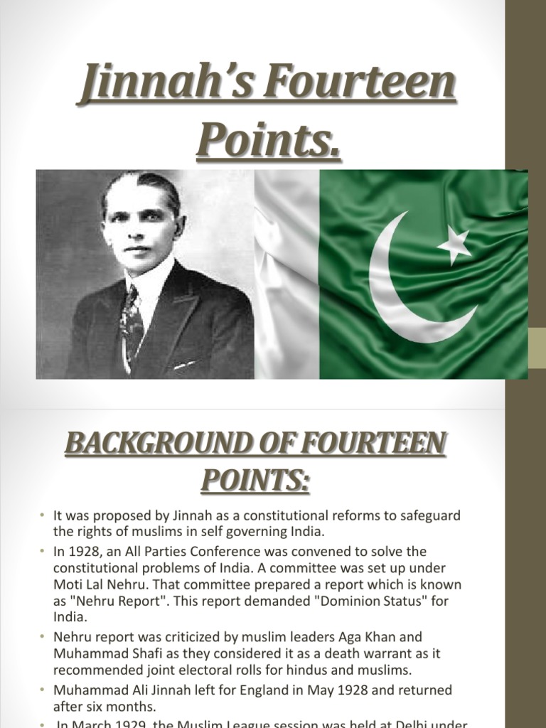 Jinnah's Fourteen Points | PDF | Muhammad Ali Jinnah | Constitutional Law