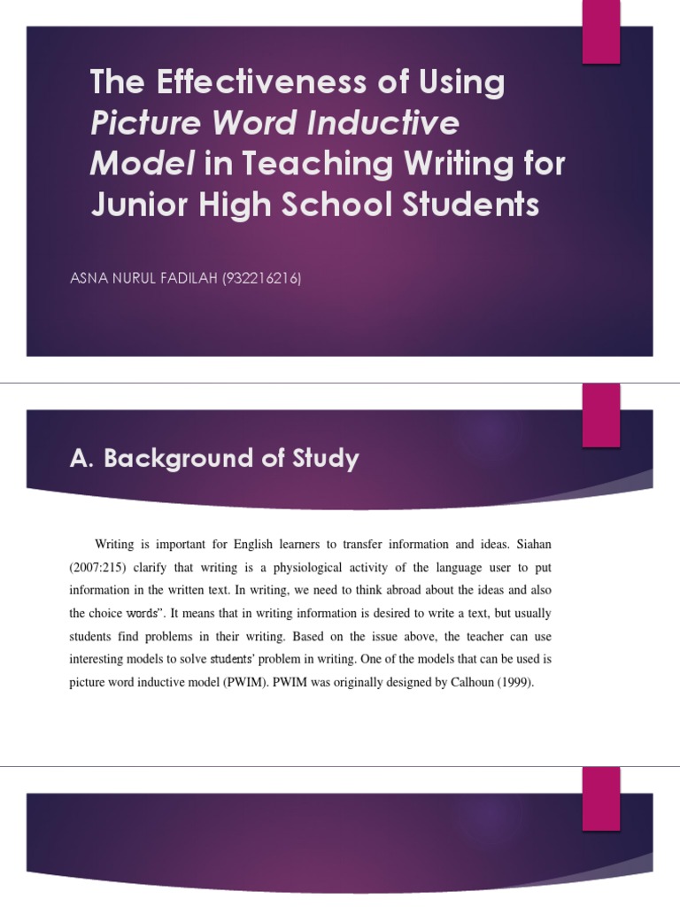 The Effectiveness of Using Picture Word Inductive Model | PDF ...