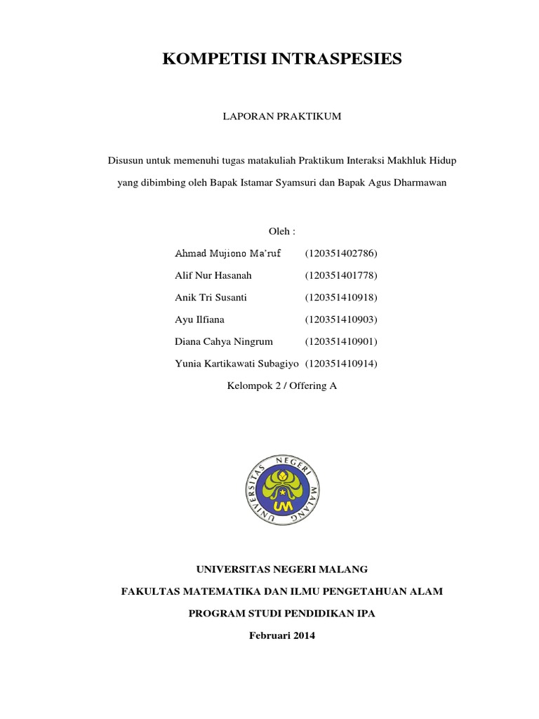 Laporan 02 - Kompetisi Intraspesies | PDF