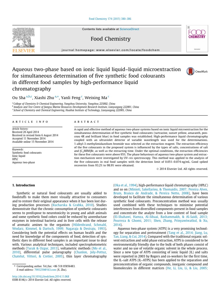 HPLC METHOD of 5 Coloring Agent in Food | Download Free PDF | High ...